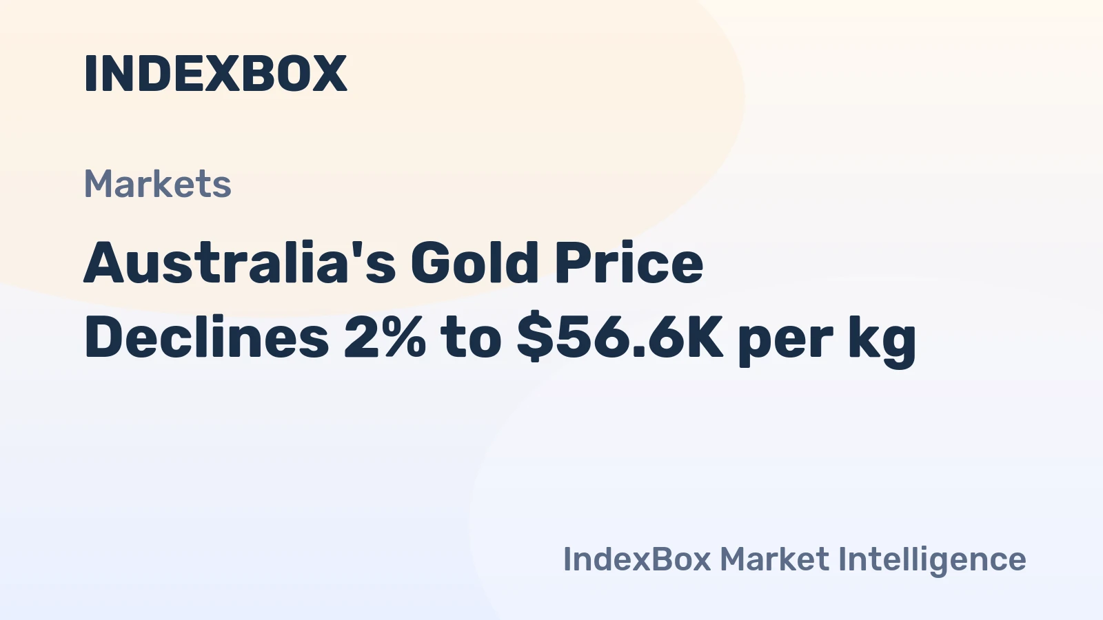 Australia's Gold Price Declines 2% to $56.6K per kg