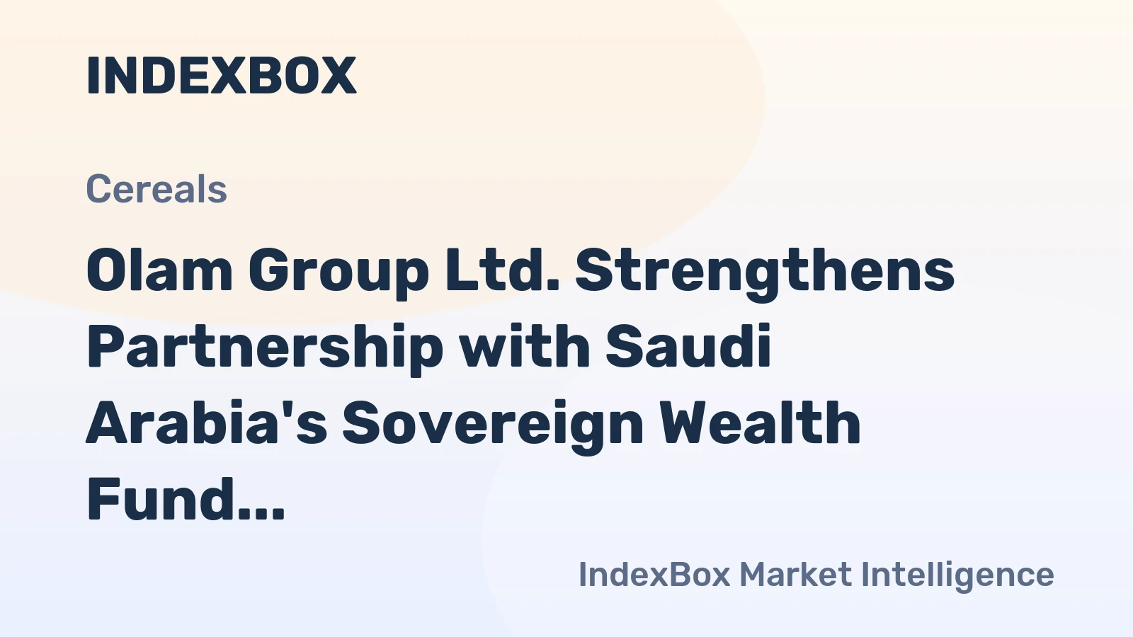 Olam Group Ltd. Strengthens Partnership with Saudi Arabia's Sovereign Wealth Fund
