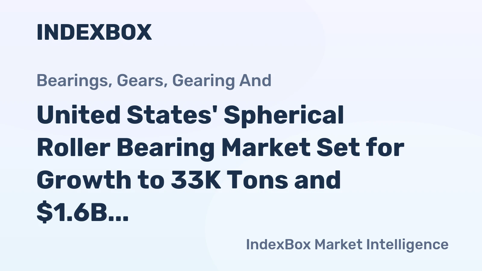 United States' Spherical Roller Bearing Market Set for Growth to 33K Tons and $1.6B