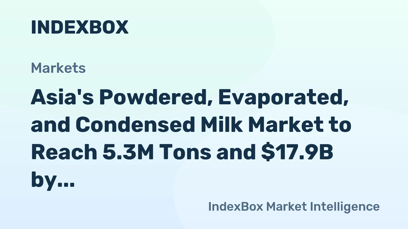 Asia's Powdered, Evaporated, and Condensed Milk Market to Reach 5.3M Tons and $17.9B by 2035