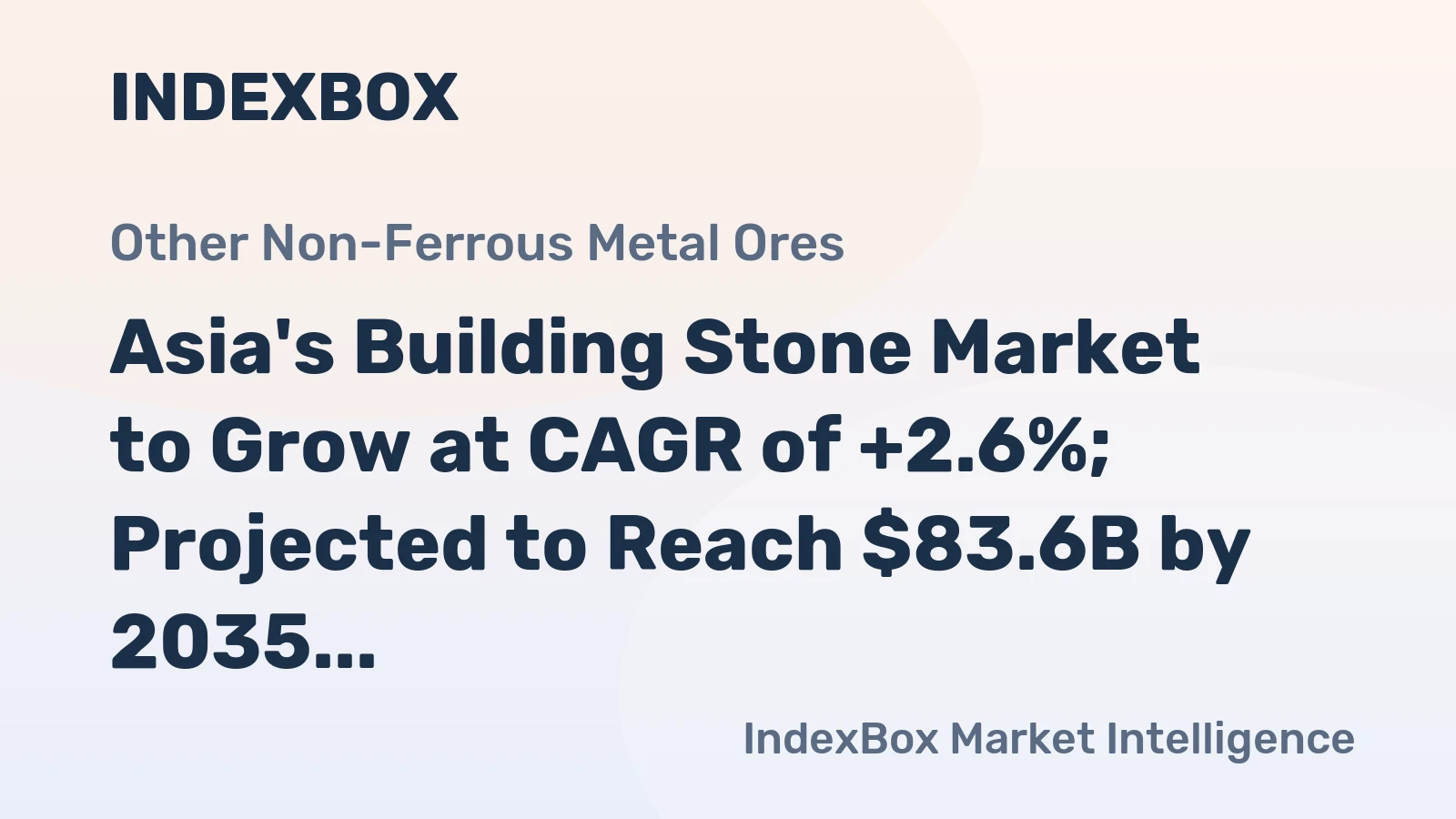 Asia's Building Stone Market to Grow at CAGR of +2.6%; Projected to Reach $83.6B by 2035