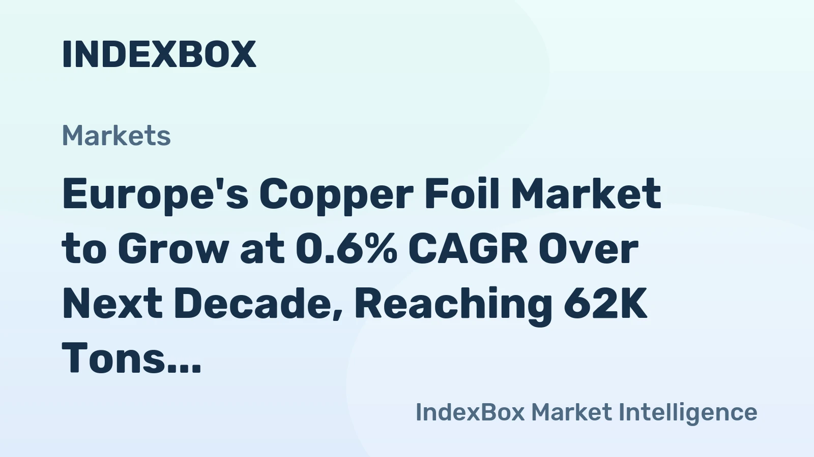 Europe's Copper Foil Market to Grow at 0.6% CAGR Over Next Decade, Reaching 62K Tons by 2035