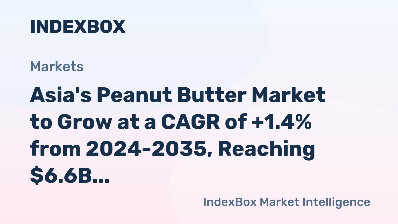 Asia's Peanut Butter Market to Grow at a CAGR of +1.4% from 2024-2035, Reaching $6.6B by 2035