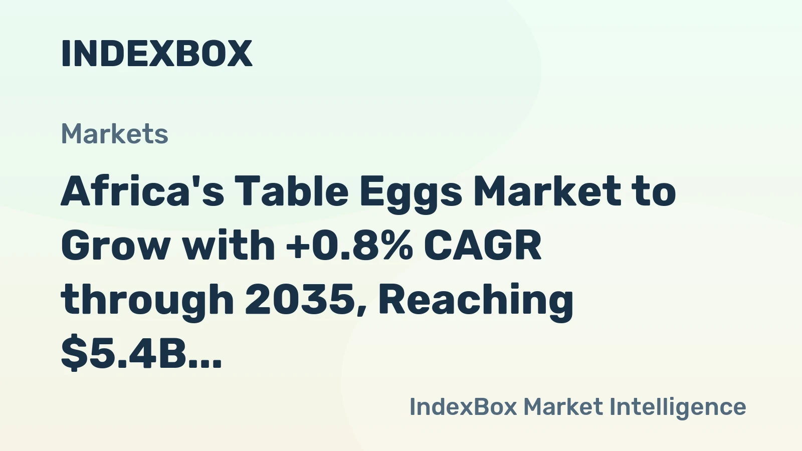 Africa's Table Eggs Market to Grow with +0.8% CAGR through 2035, Reaching $5.4B in Value