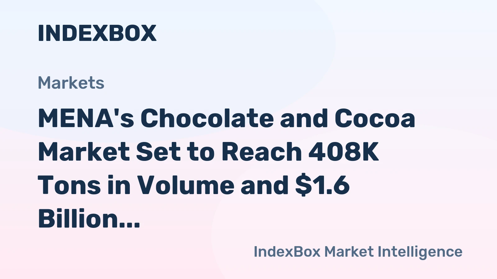 MENA's Chocolate and Cocoa Market Set to Reach 408K Tons in Volume and $1.6 Billion in Value