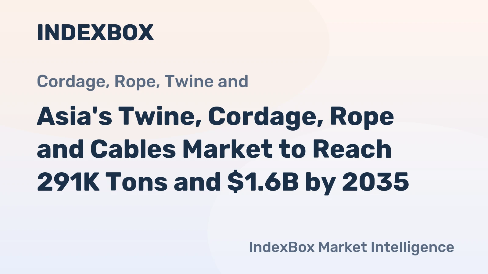 Asia's Twine, Cordage, Rope and Cables Market to Reach 291K Tons and $1.6B by 2035