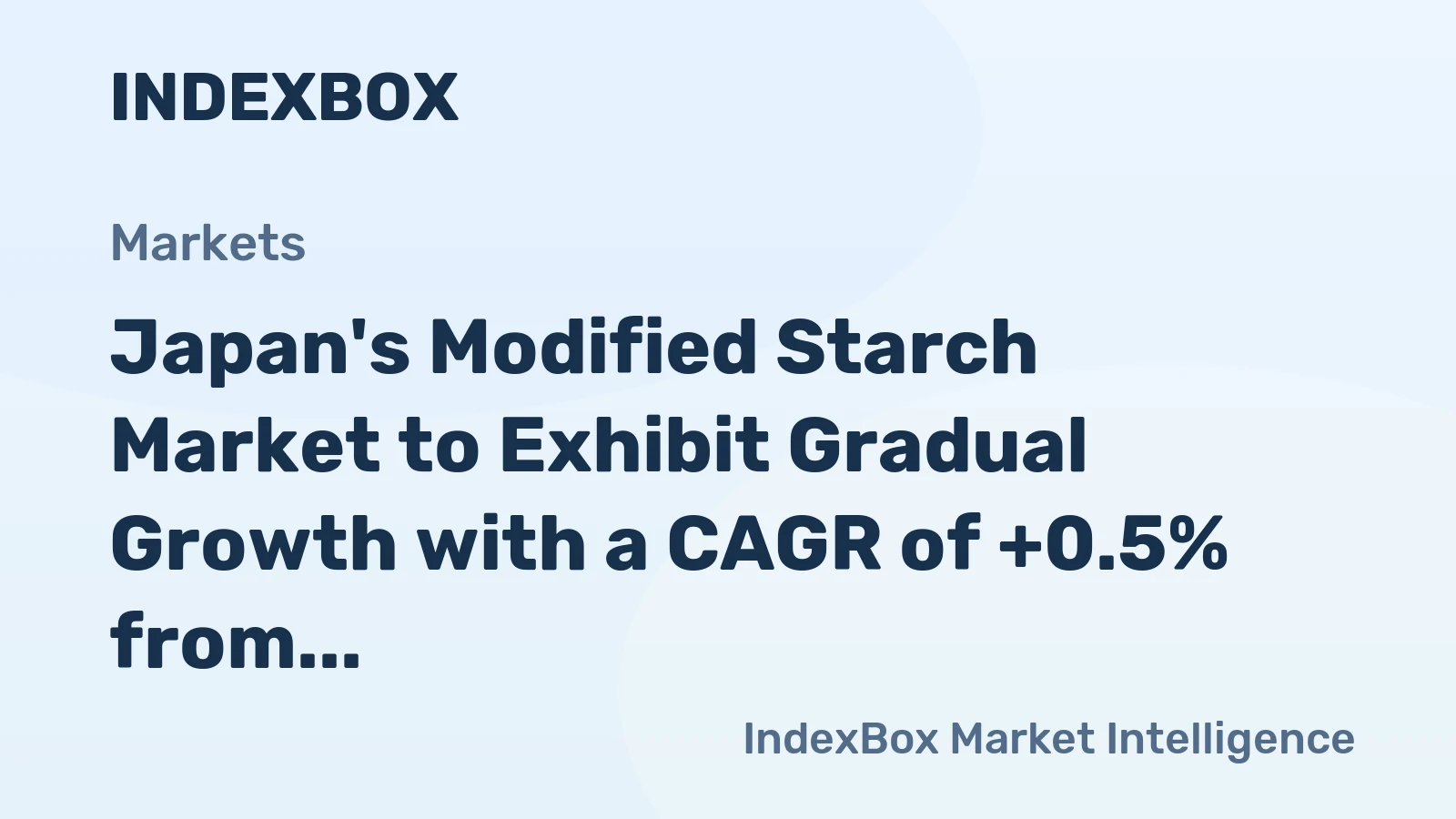 Japan's Modified Starch Market to Exhibit Gradual Growth with a CAGR of +0.5% from 2024 to 2035