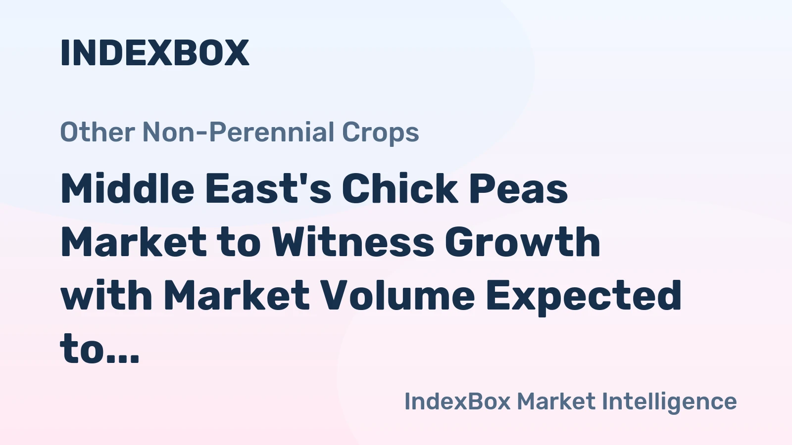 Middle East's Chick Peas Market to Witness Growth with Market Volume Expected to Reach 1.2M Tons and Market Value to Hit $1.3B by 2035