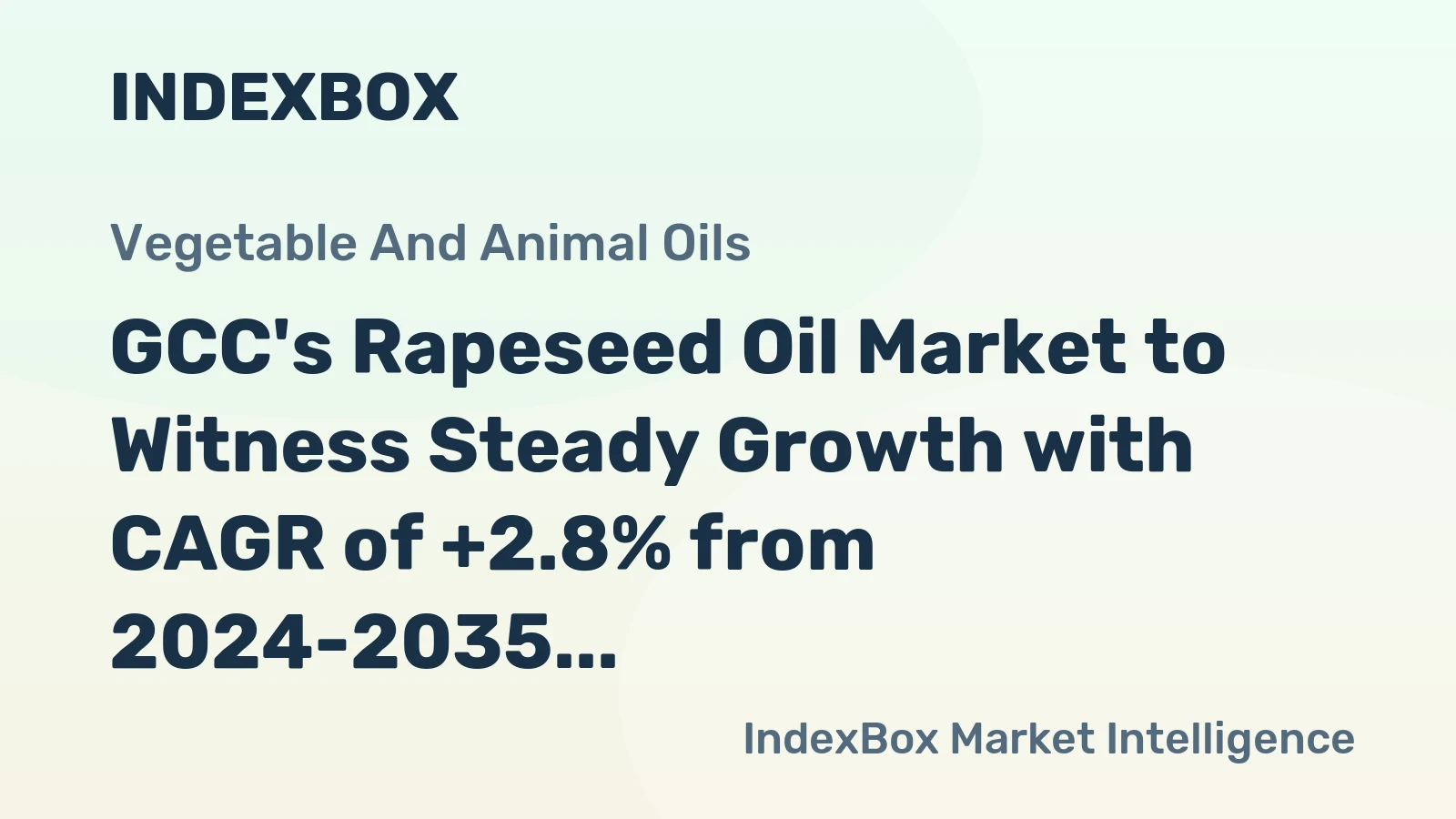 GCC's Rapeseed Oil Market to Witness Steady Growth with CAGR of +2.8% from 2024-2035