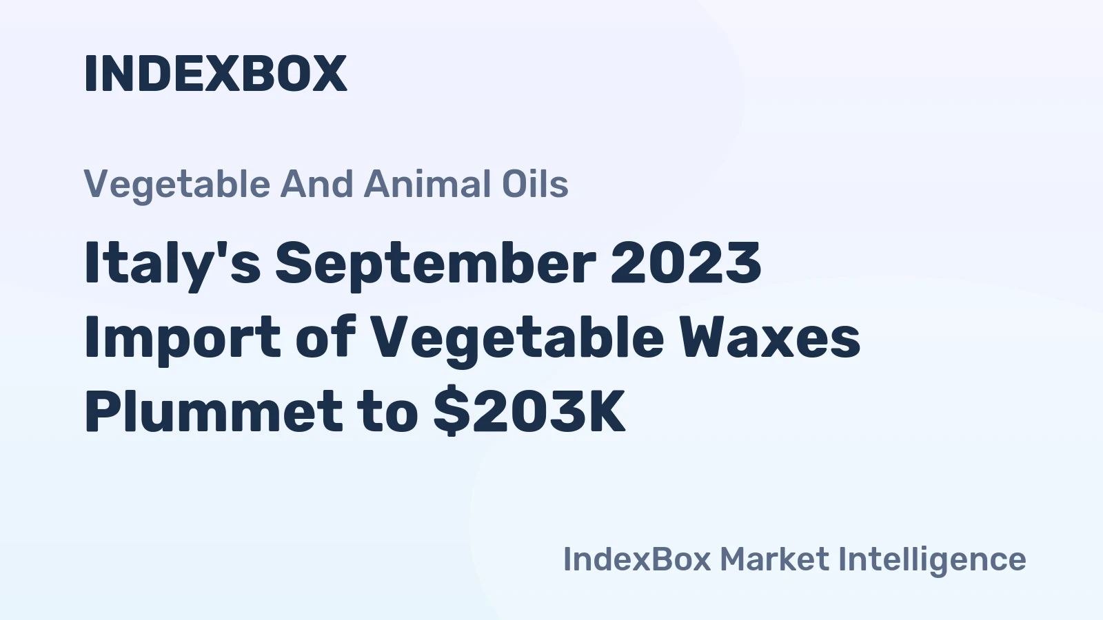 Italy's September 2023 Import of Vegetable Waxes Plummet to $203K