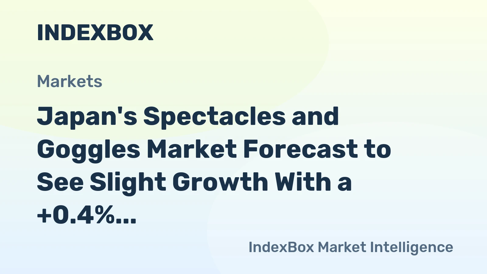 Japan's Spectacles and Goggles Market Forecast to See Slight Growth With a +0.4% Volume CAGR