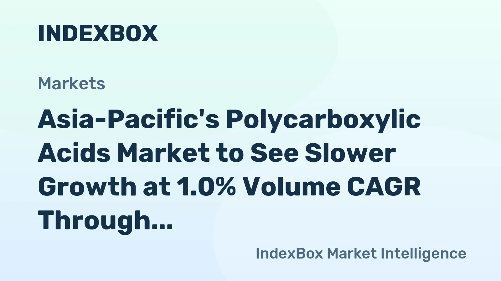 Asia-Pacific's Polycarboxylic Acids Market to See Slower Growth at 1.0% Volume CAGR Through 2035