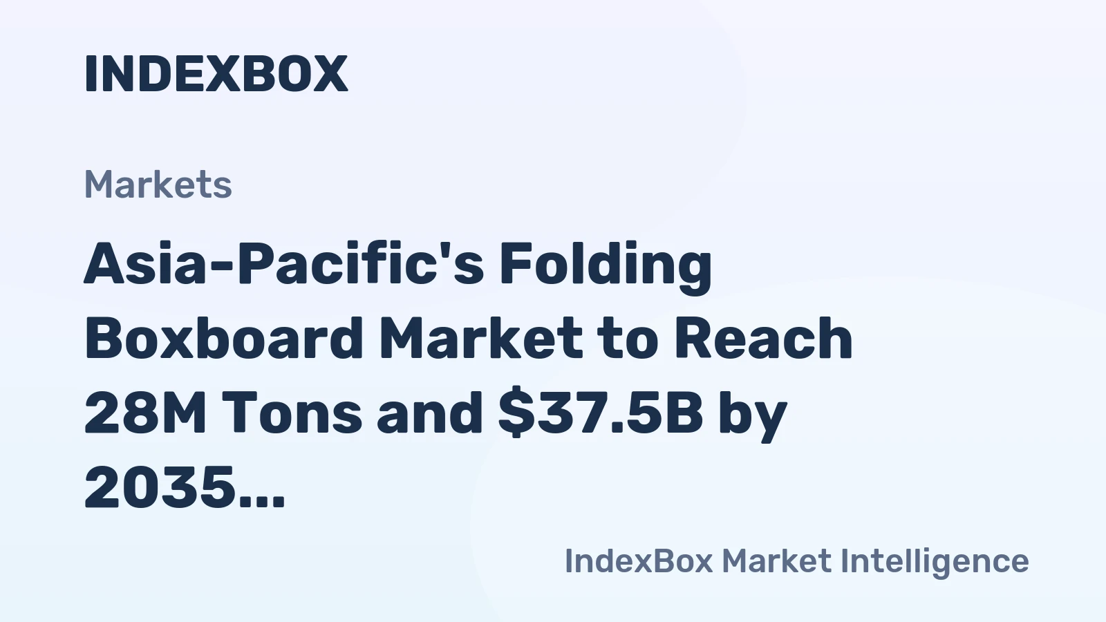 Asia-Pacific's Folding Boxboard Market to Reach 28M Tons and $37.5B by 2035 on Increasing Demand