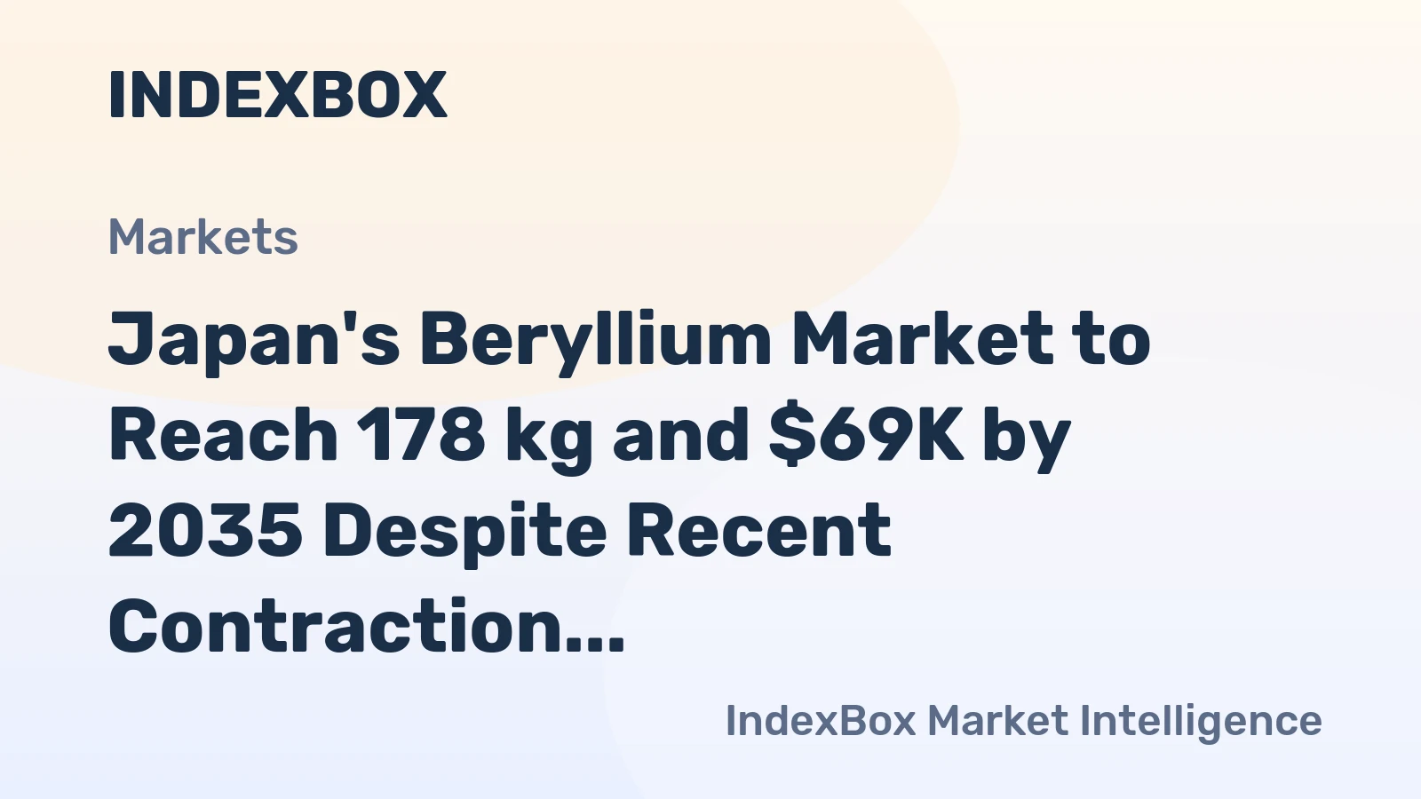Japan's Beryllium Market to Reach 178 kg and $69K by 2035 Despite Recent Contraction