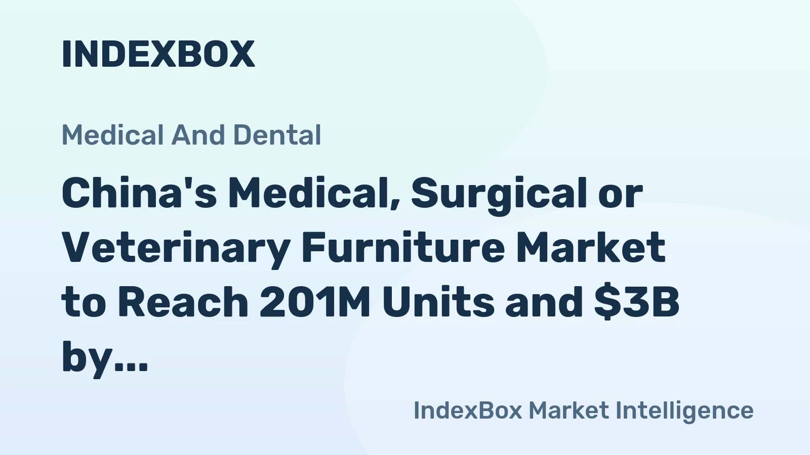 China's Medical, Surgical or Veterinary Furniture Market to Reach 201M Units and $3B by 2035