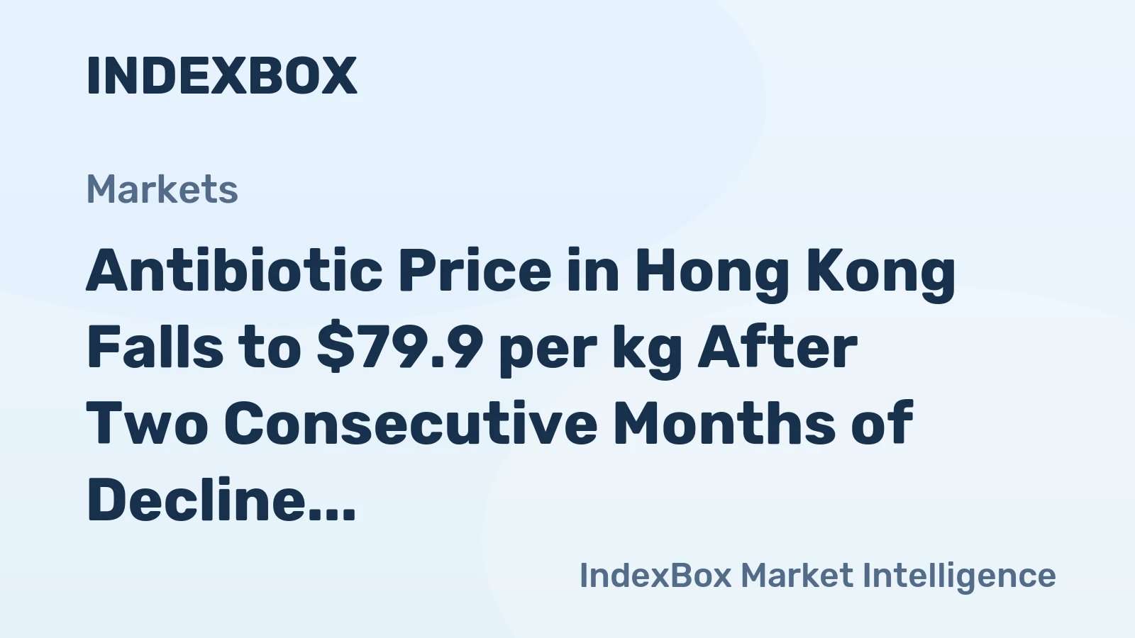 Antibiotic Price in Hong Kong Falls to $79.9 per kg After Two Consecutive Months of Decline