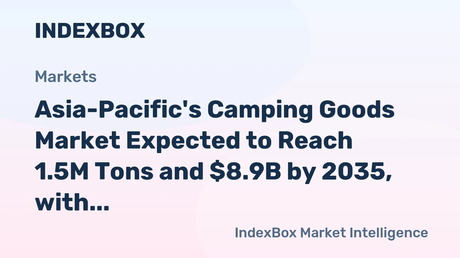 Asia-Pacific's Camping Goods Market Expected to Reach 1.5M Tons and $8.9B by 2035, with 1.5% Volume CAGR and 1.9% Value CAGR