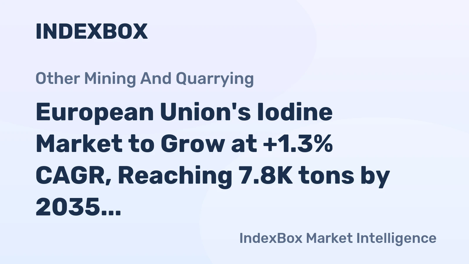 European Union's Iodine Market to Grow at +1.3% CAGR, Reaching 7.8K tons by 2035
