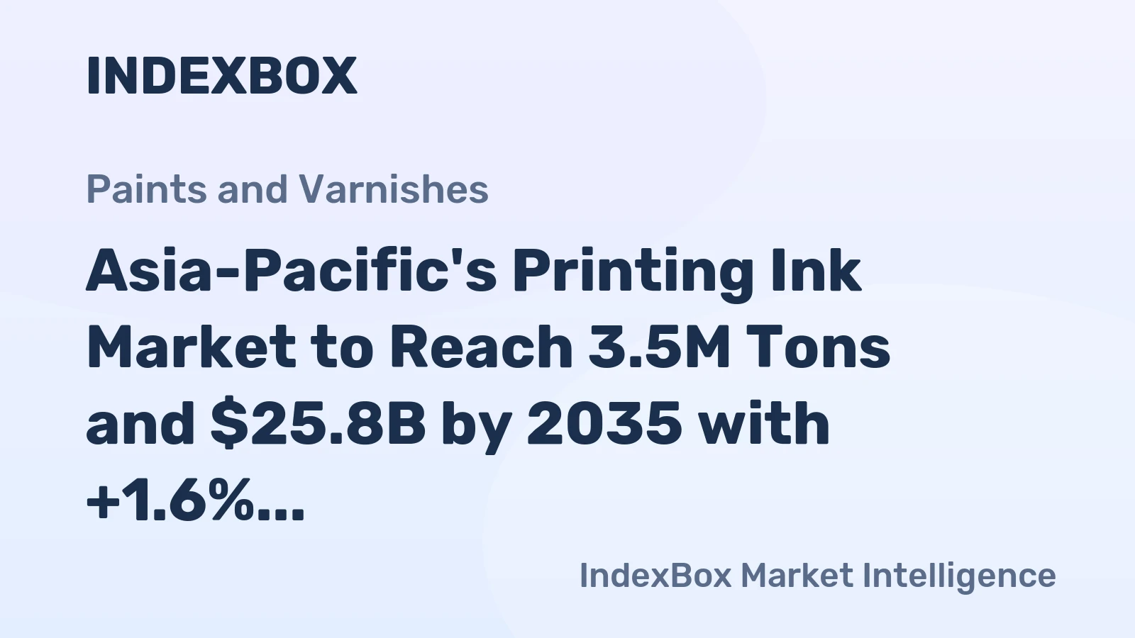 Asia-Pacific's Printing Ink Market to Reach 3.5M Tons and $25.8B by 2035 with +1.6% Volume and +1.8% Value CAGR