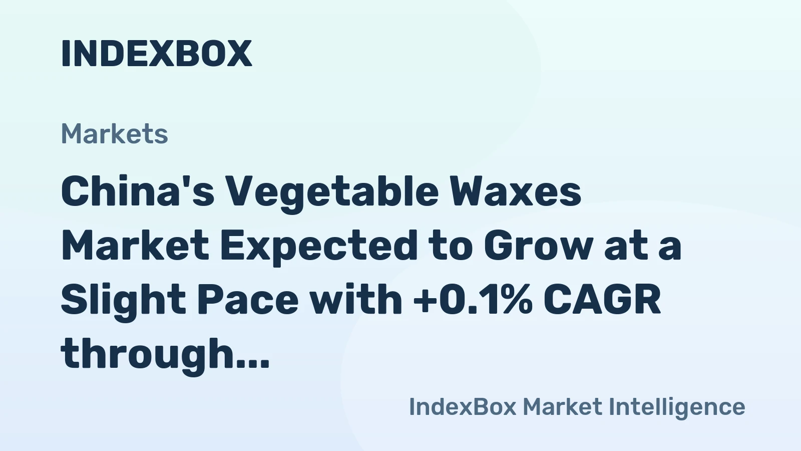 China's Vegetable Waxes Market Expected to Grow at a Slight Pace with +0.1% CAGR through 2035
