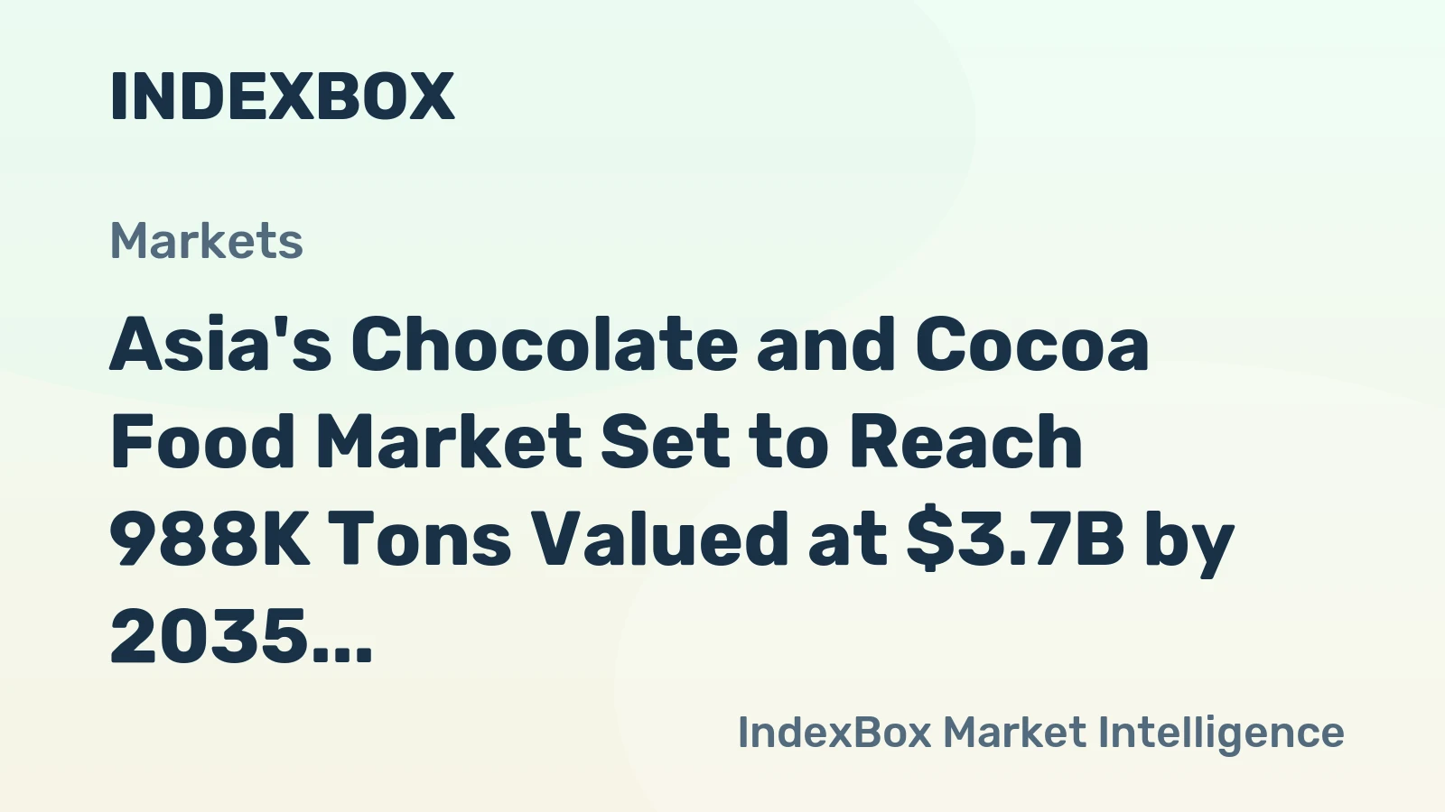Asia's Chocolate and Cocoa Food Market Set to Reach 988K Tons Valued at $3.7B by 2035
