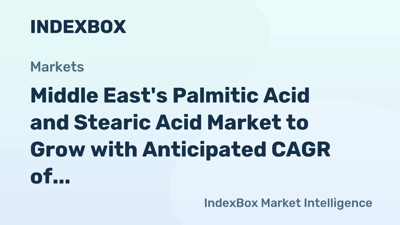 Middle East's Palmitic Acid and Stearic Acid Market to Grow with Anticipated CAGR of +0.5% from 2024 to 2035