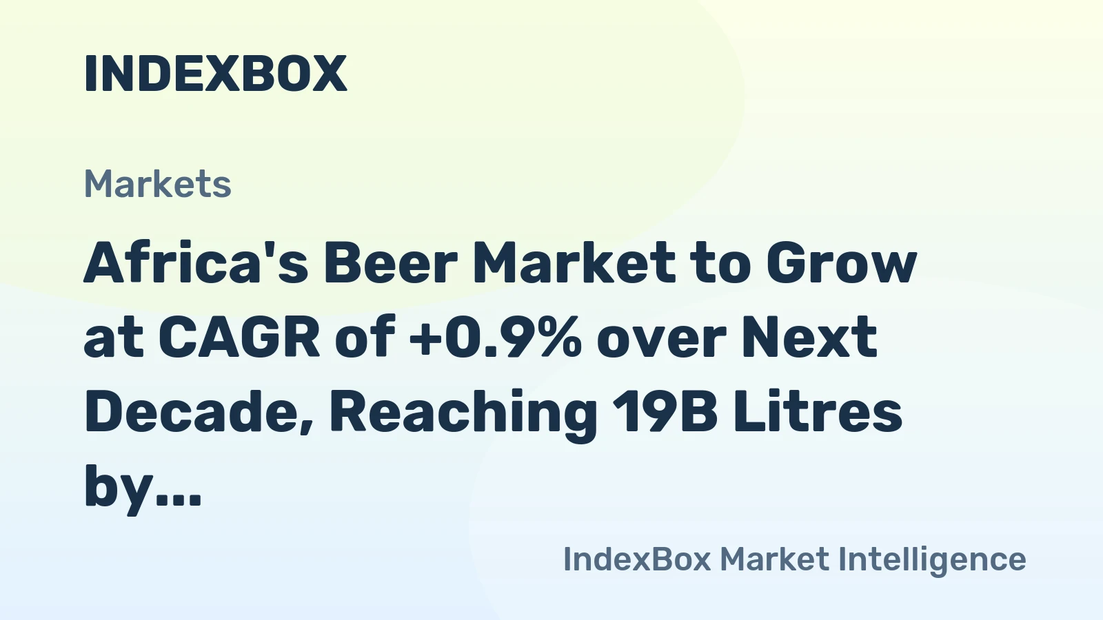 Africa's Beer Market to Grow at CAGR of +0.9% over Next Decade, Reaching 19B Litres by 2035