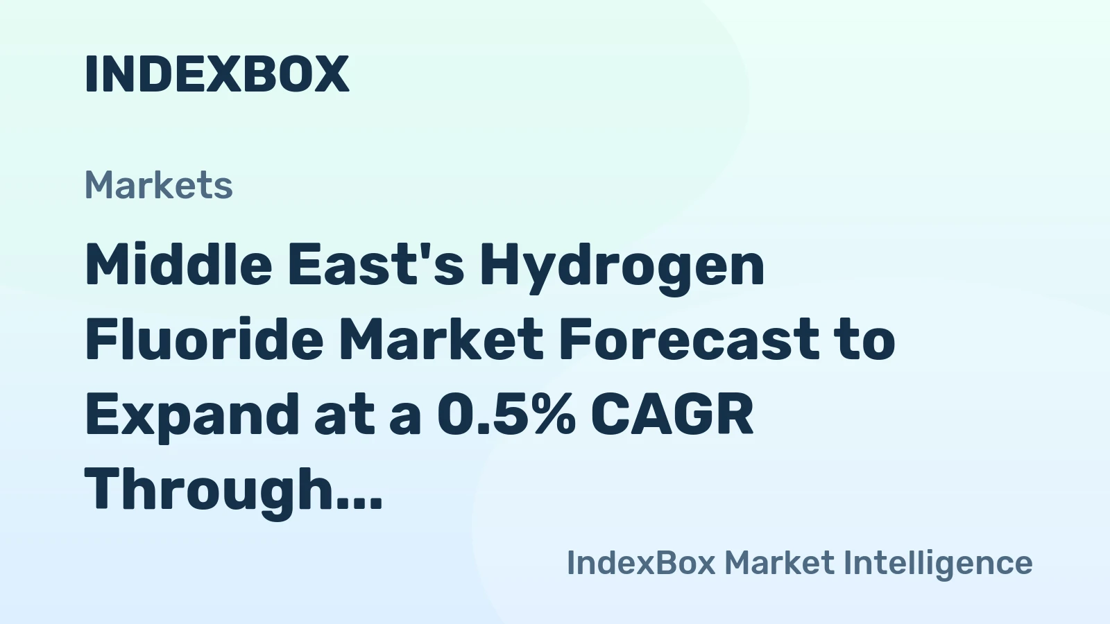Middle East's Hydrogen Fluoride Market Forecast to Expand at a 0.5% CAGR Through 2035