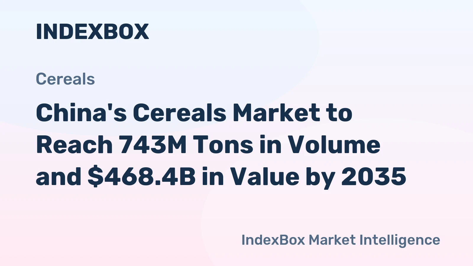 China's Cereals Market to Reach 743M Tons in Volume and $468.4B in Value by 2035