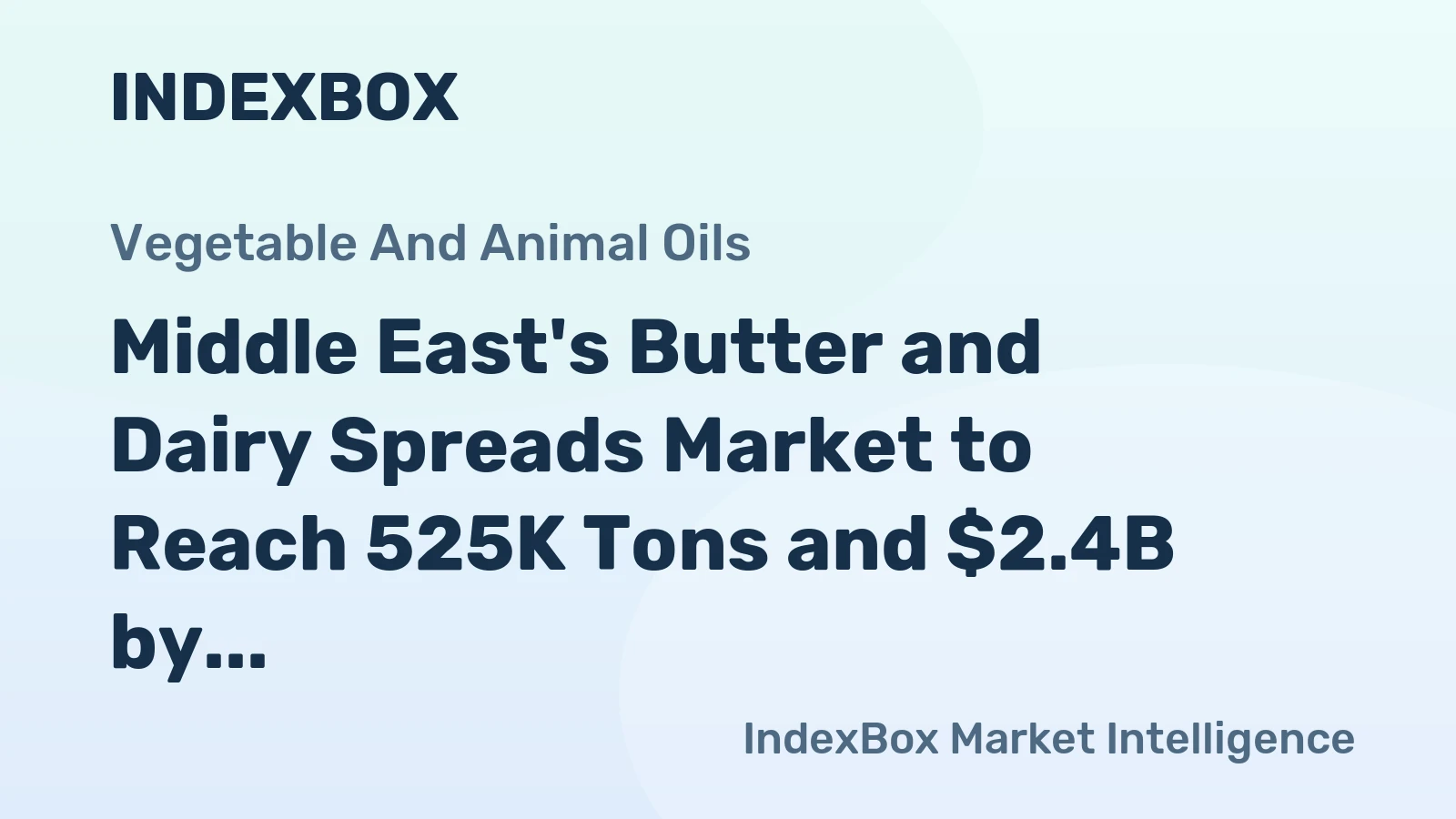 Middle East's Butter and Dairy Spreads Market to Reach 525K Tons and $2.4B by 2035