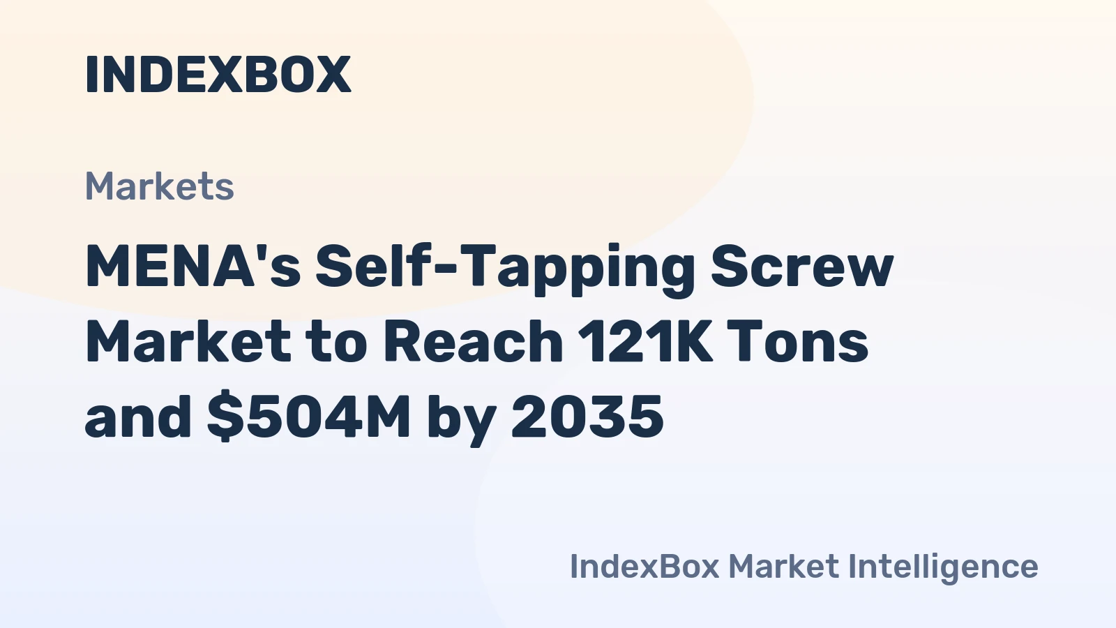 MENA's Self-Tapping Screw Market to Reach 121K Tons and $504M by 2035