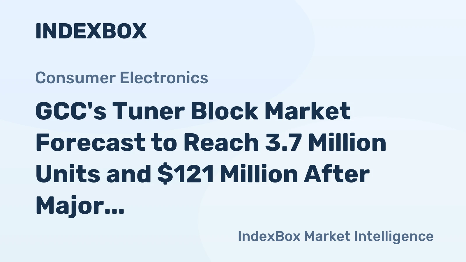 GCC's Tuner Block Market Forecast to Reach 3.7 Million Units and $121 Million After Major Contraction