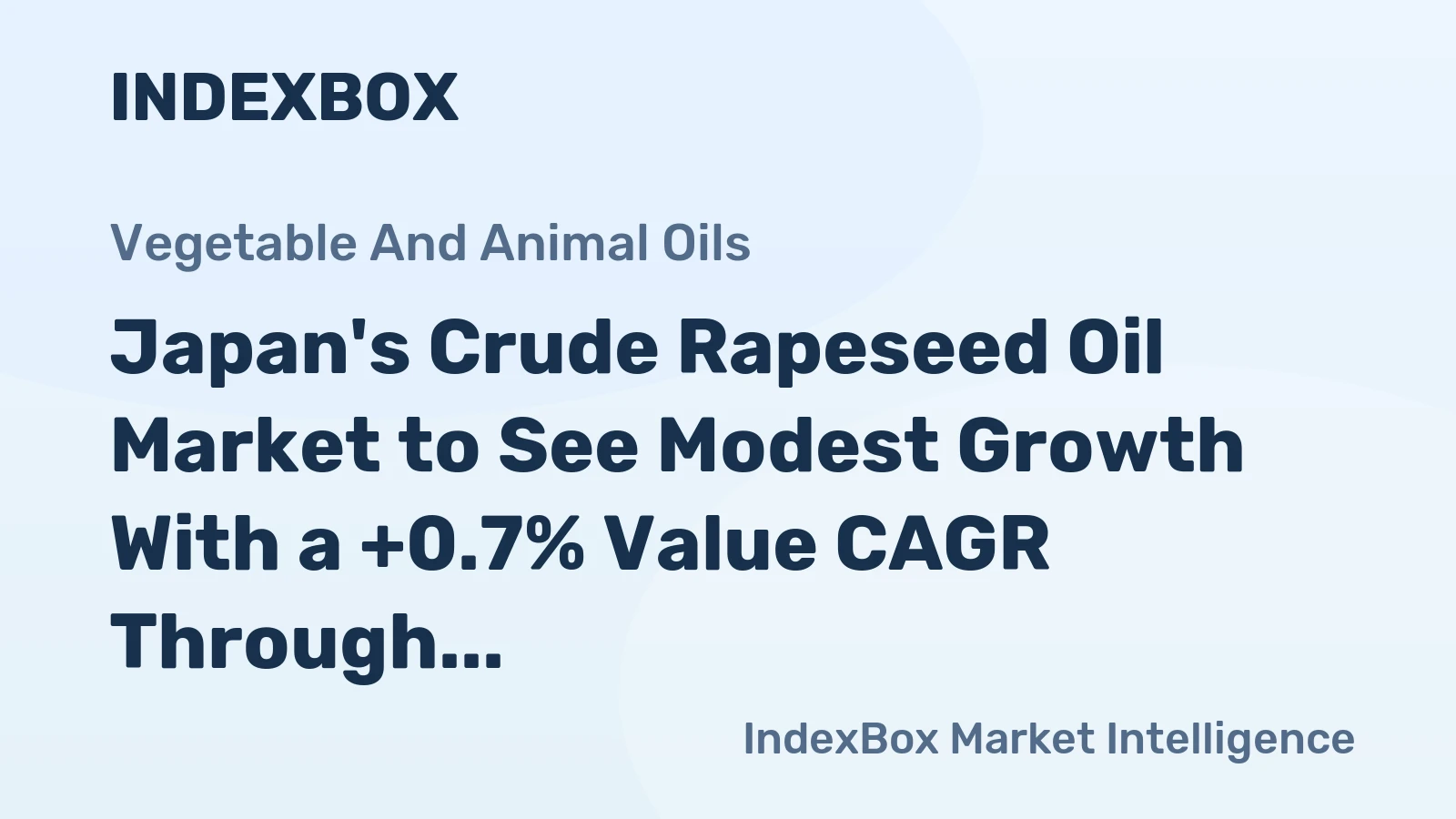 Japan's Crude Rapeseed Oil Market to See Modest Growth With a +0.7% Value CAGR Through 2035