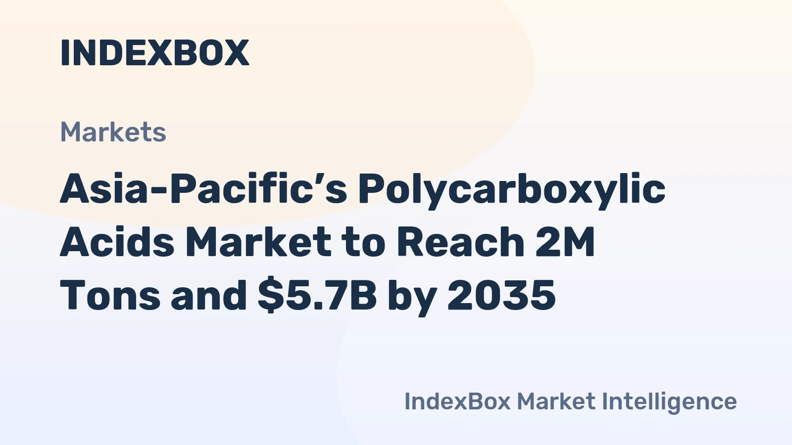Asia-Pacific’s Polycarboxylic Acids Market to Reach 2M Tons and $5.7B by 2035