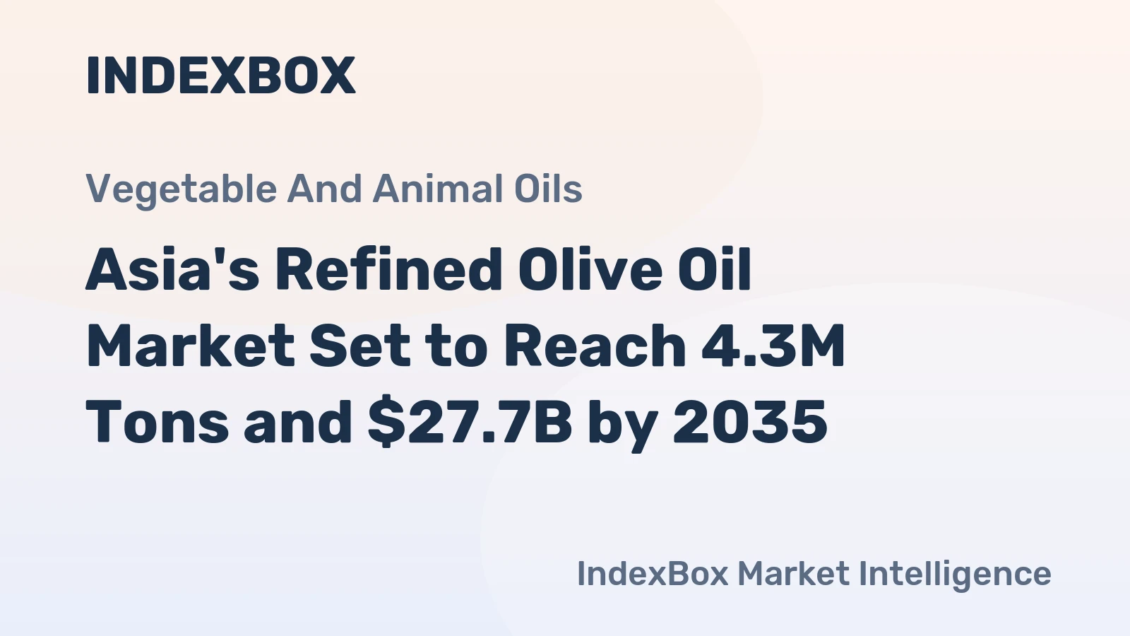 Asia's Refined Olive Oil Market Set to Reach 4.3M Tons and $27.7B by 2035