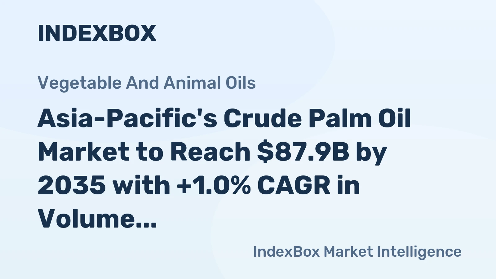 Asia-Pacific's Crude Palm Oil Market to Reach $87.9B by 2035 with +1.0% CAGR in Volume