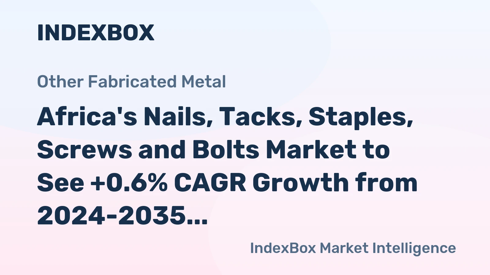 Africa's Nails, Tacks, Staples, Screws and Bolts Market to See +0.6% CAGR Growth from 2024-2035