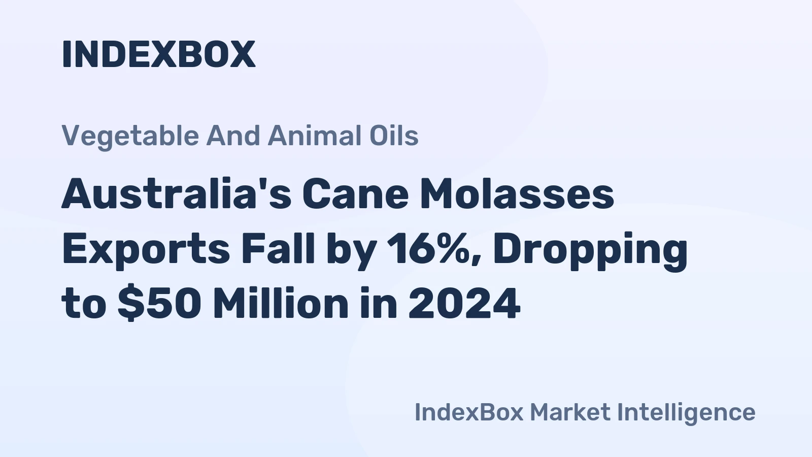 Australia's Cane Molasses Exports Fall by 16%, Dropping to $50 Million in 2024