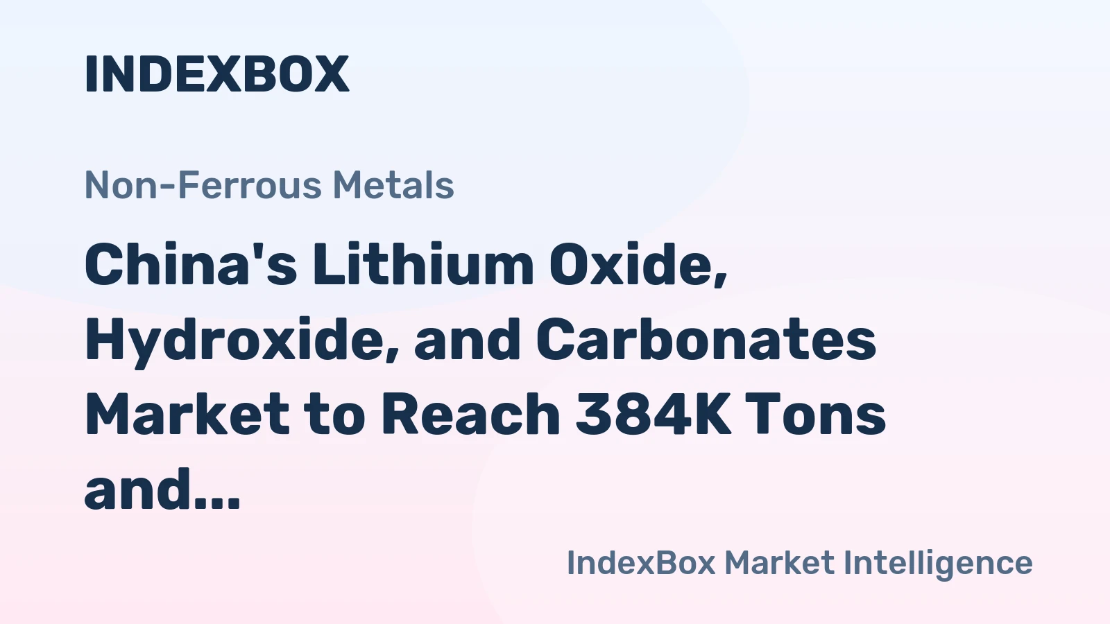 China's Lithium Oxide, Hydroxide, and Carbonates Market to Reach 384K Tons and $4.8B by 2035