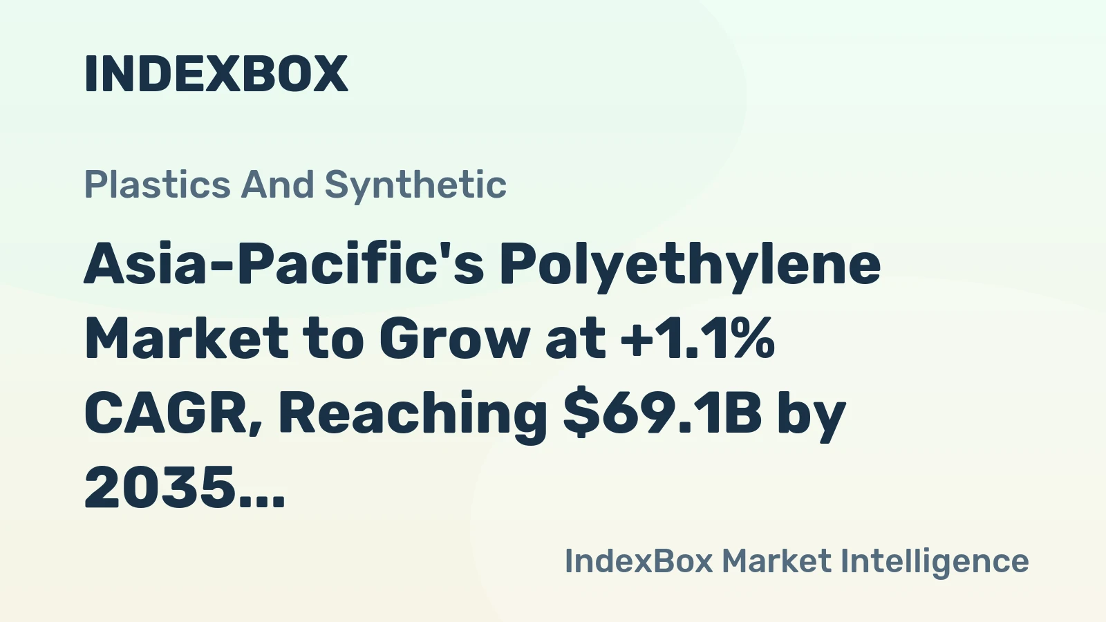 Asia-Pacific's Polyethylene Market to Grow at +1.1% CAGR, Reaching $69.1B by 2035
