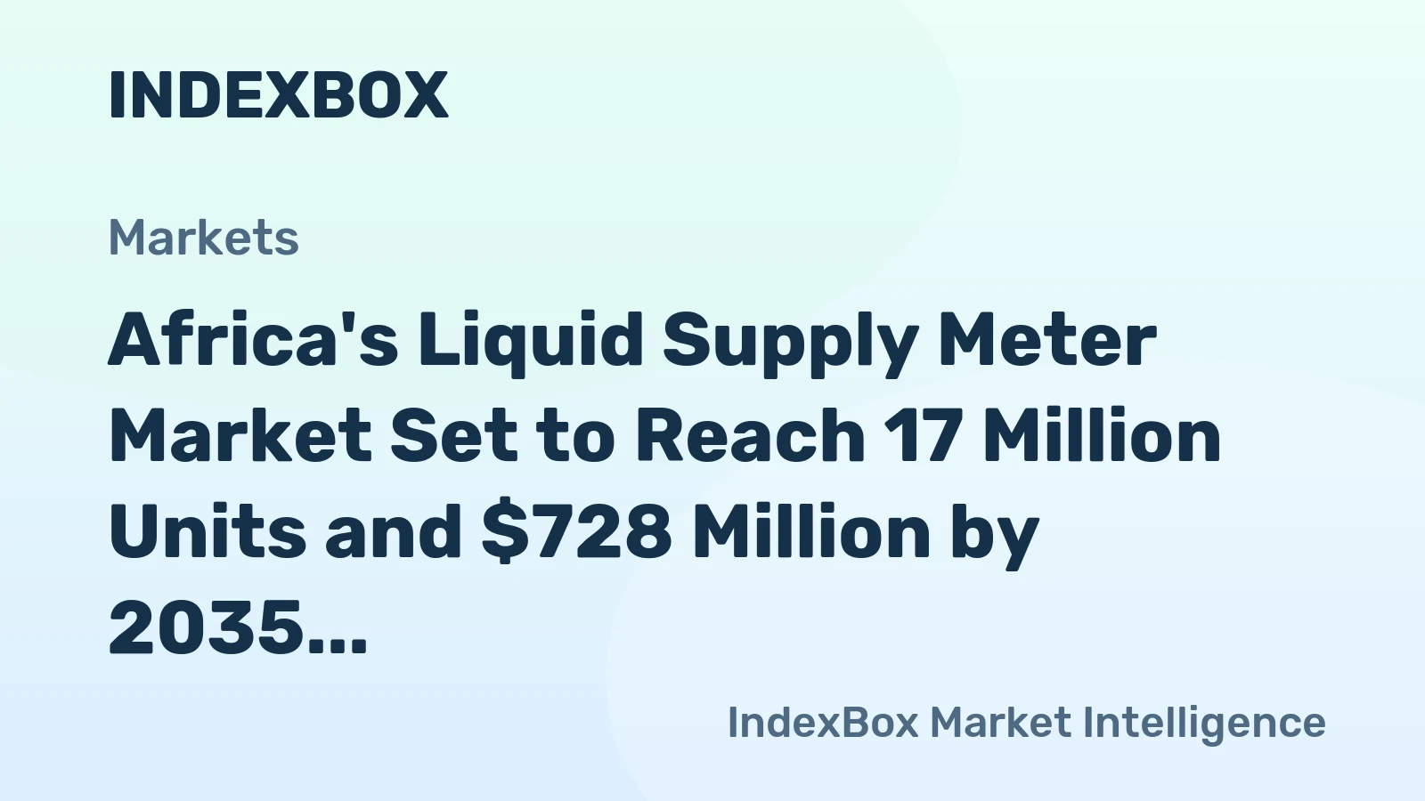 Africa's Liquid Supply Meter Market Set to Reach 17 Million Units and $728 Million by 2035