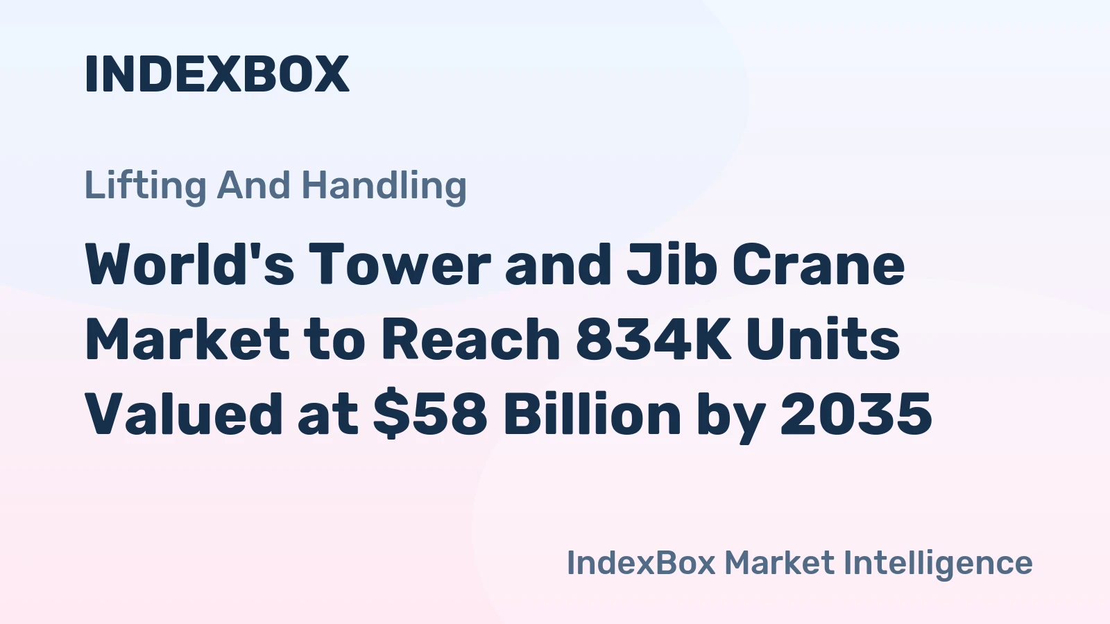 World's Tower and Jib Crane Market to Reach 834K Units Valued at $58 Billion by 2035