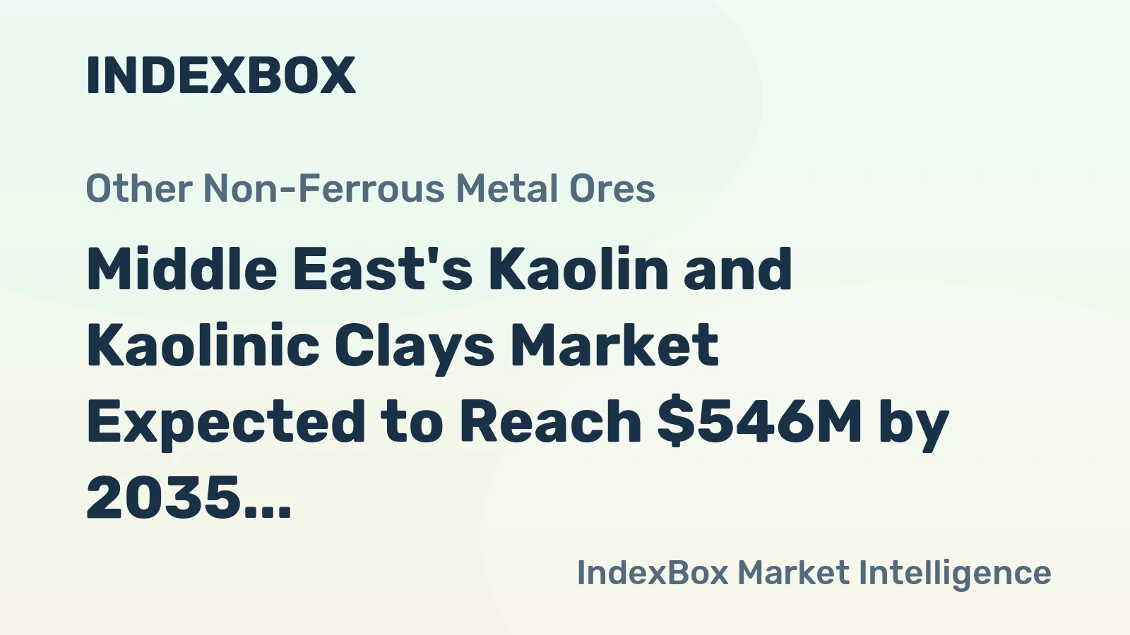 Middle East's Kaolin and Kaolinic Clays Market Expected to Reach $546M by 2035, with CAGR of +1.9% in Volume and +2.7% in Value