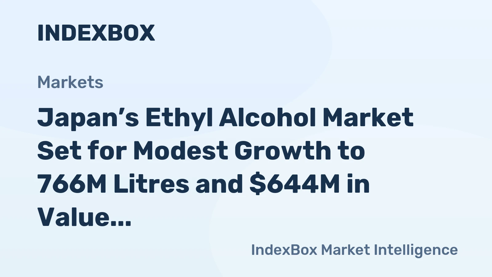 Japan’s Ethyl Alcohol Market Set for Modest Growth to 766M Litres and $644M in Value by 2035