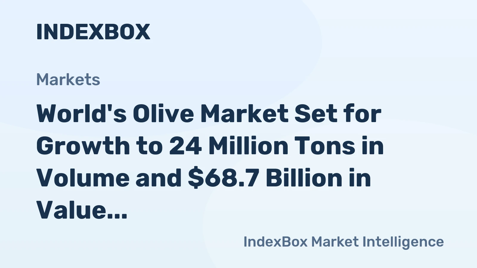 World's Olive Market Set for Growth to 24 Million Tons in Volume and $68.7 Billion in Value by 2035