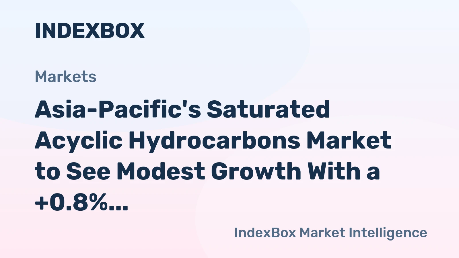 Asia-Pacific's Saturated Acyclic Hydrocarbons Market to See Modest Growth With a +0.8% Volume CAGR