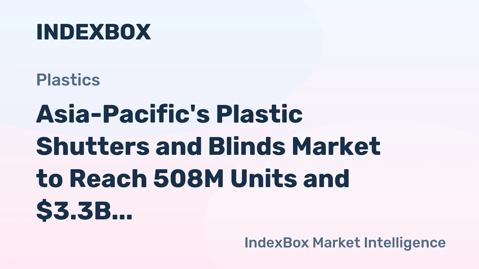 Asia-Pacific's Plastic Shutters and Blinds Market to Reach 508M Units and $3.3B by 2035