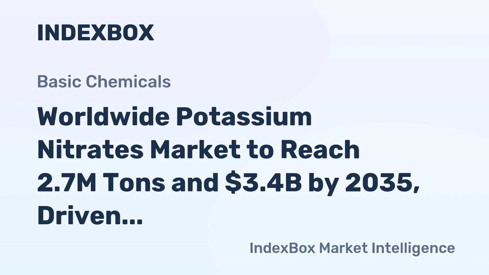 Worldwide Potassium Nitrates Market to Reach 2.7M Tons and $3.4B by 2035, Driven by Increasing Demand