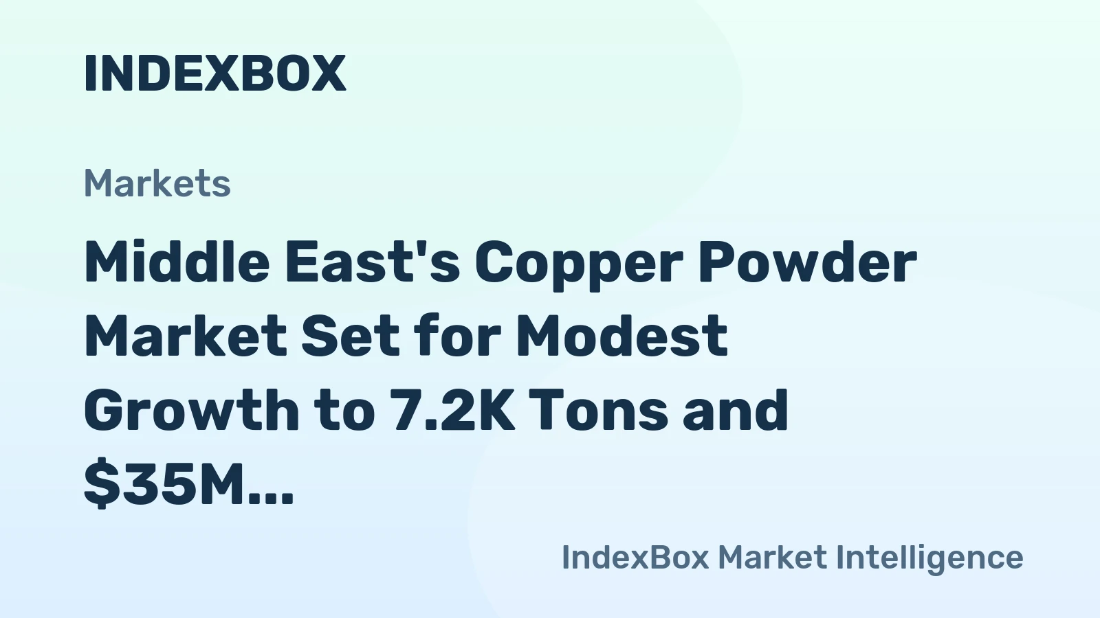 Middle East's Copper Powder Market Set for Modest Growth to 7.2K Tons and $35M