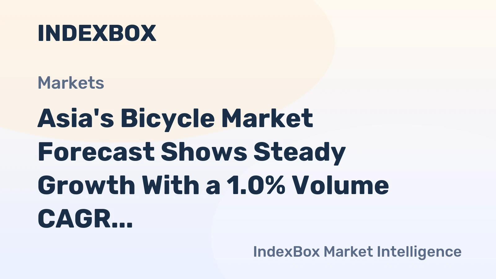 Asia's Bicycle Market Forecast Shows Steady Growth With a 1.0% Volume CAGR Through 2035